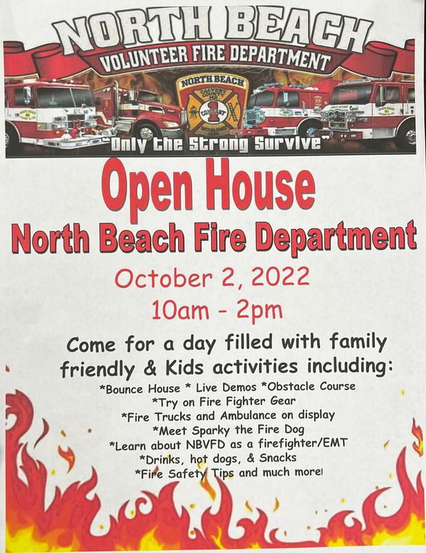 Open House This Sunday (10/2) - North Beach Volunteer Fire Department